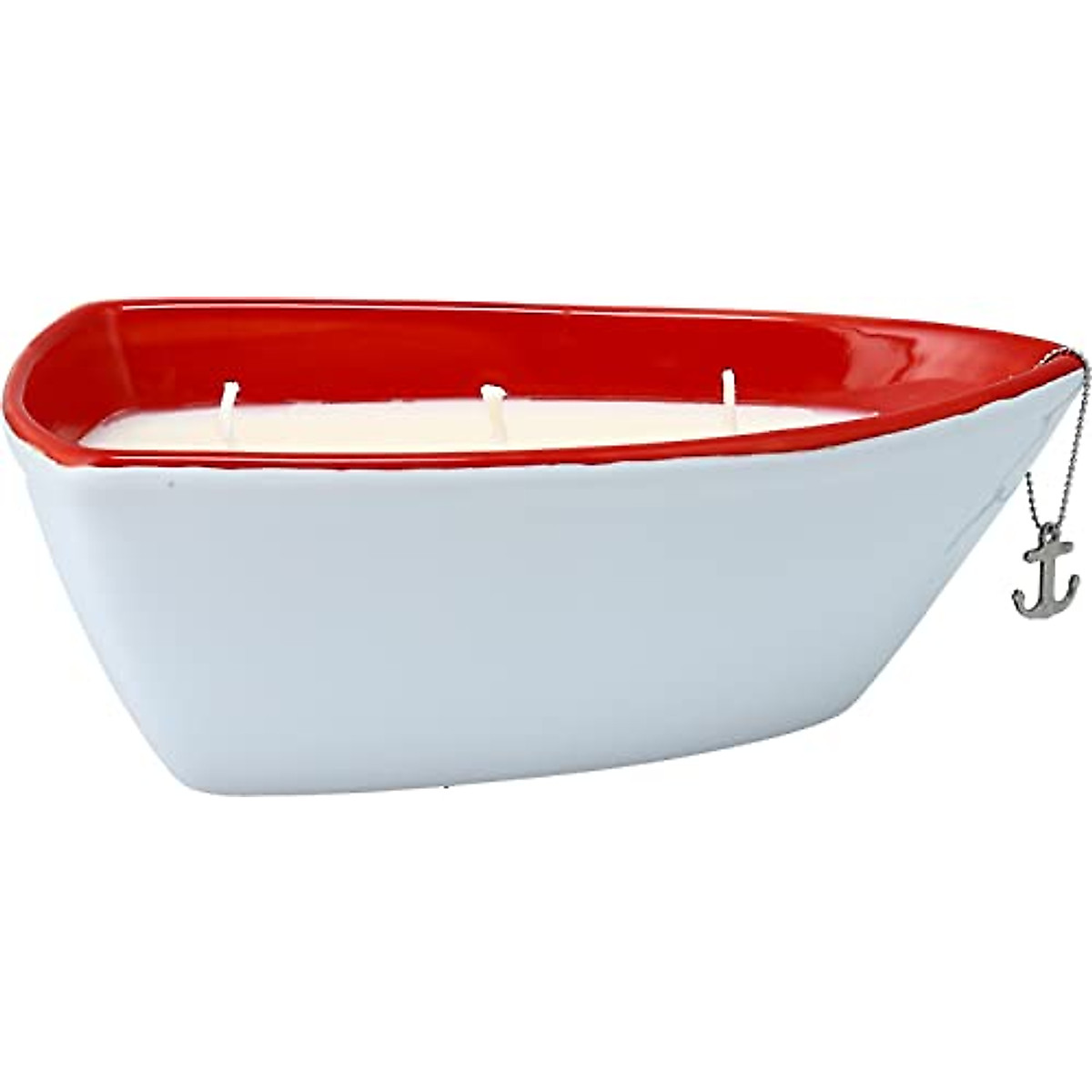 Pavilion Gift Company Lake Lover-Triple Wick 10 oz 100% Soy Wax Scent: Fresh Linen with Silver Detail Accents. Candle, White