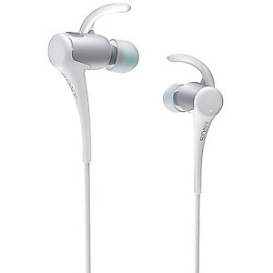 Sony Bluetooth Premium Active Sport Series Lightweight Extra Bass Noise-Cancelling Earbud Headphones for Apple Iphone/Android Smartphone (White)