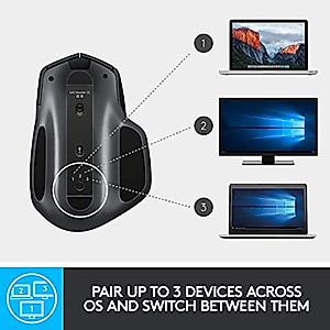 Logitech MX Master 2S Wireless Mouse – Use on Any Surface, Hyper-Fast Scrolling, Ergonomic Shape, Rechargeable, Control Upto 3 Apple Mac and Windows Computers, Graphite (Discontinued by Manufacturer)