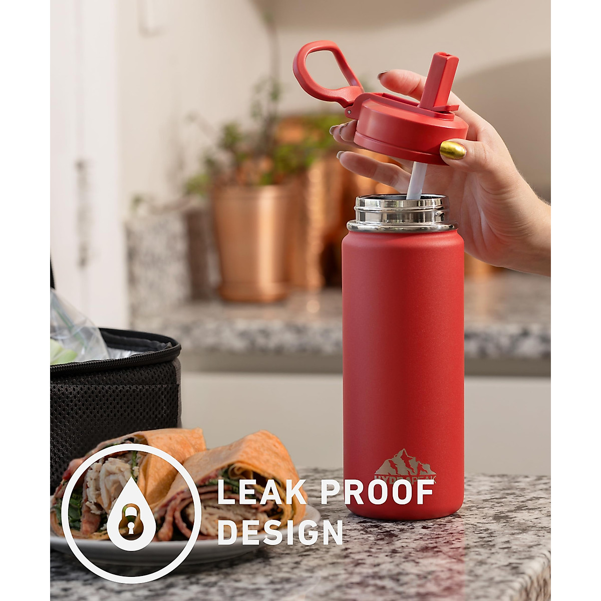 Hydrapeak Mini 20oz Kids Water Bottle with Straw Lid, Stainless Steel Double Wall Insulated Water Bottle for Kids | Leak-Proof and Spill-Proof Kids Water Bottle l Cold for 24 Hrs (Black Camouflage)