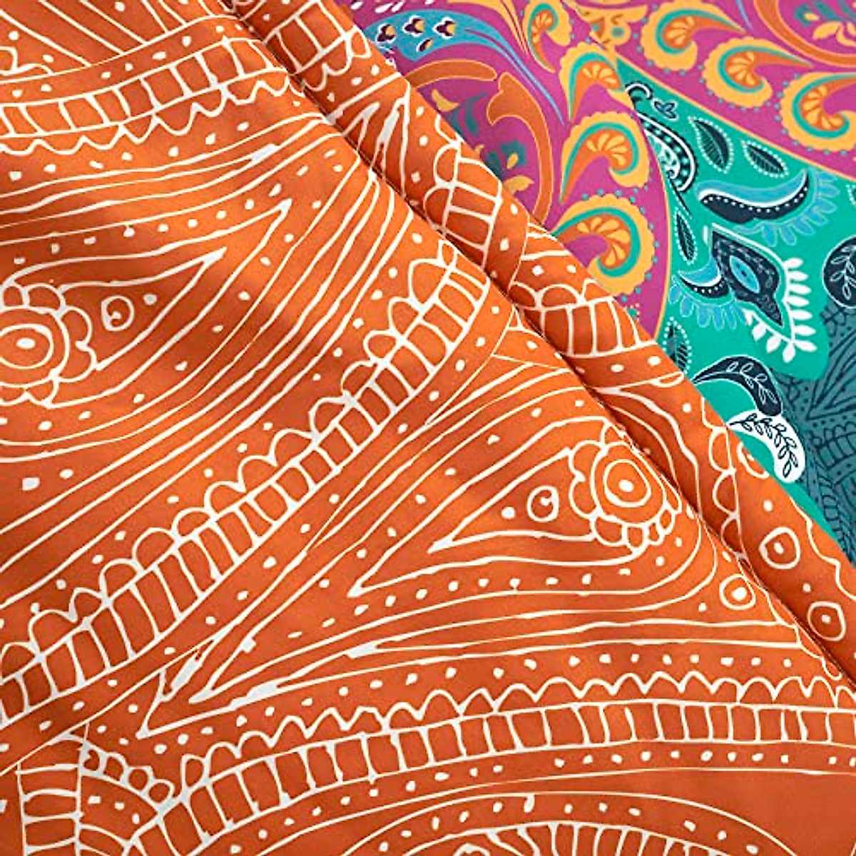 Lush Decor Boho Chic Reversible Throw Blanket, 60" x 50", Turquoise &Navy