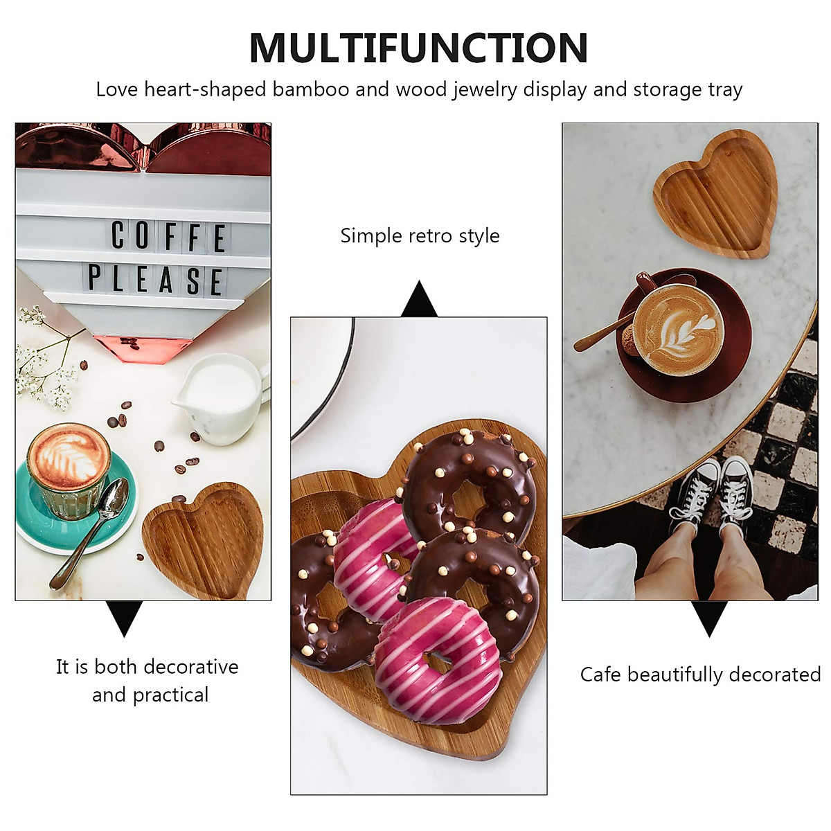 Heart Shaped Wooden Jewelry Tray Plate Rustic Farmhouse Cookie Serving Tray Valentines Home Table Wooden Cheese Plate Decoration Appetizer Plates