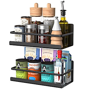 Rasupro 2 Pack Magnetic Spice Rack Organizer, Enduring Magnetic Spice Rack for Refrigerator Easy Install, Perfect Magnetic Shelf for Kitchen Organization, Seasoning Magnet Fridge Spice Shelf