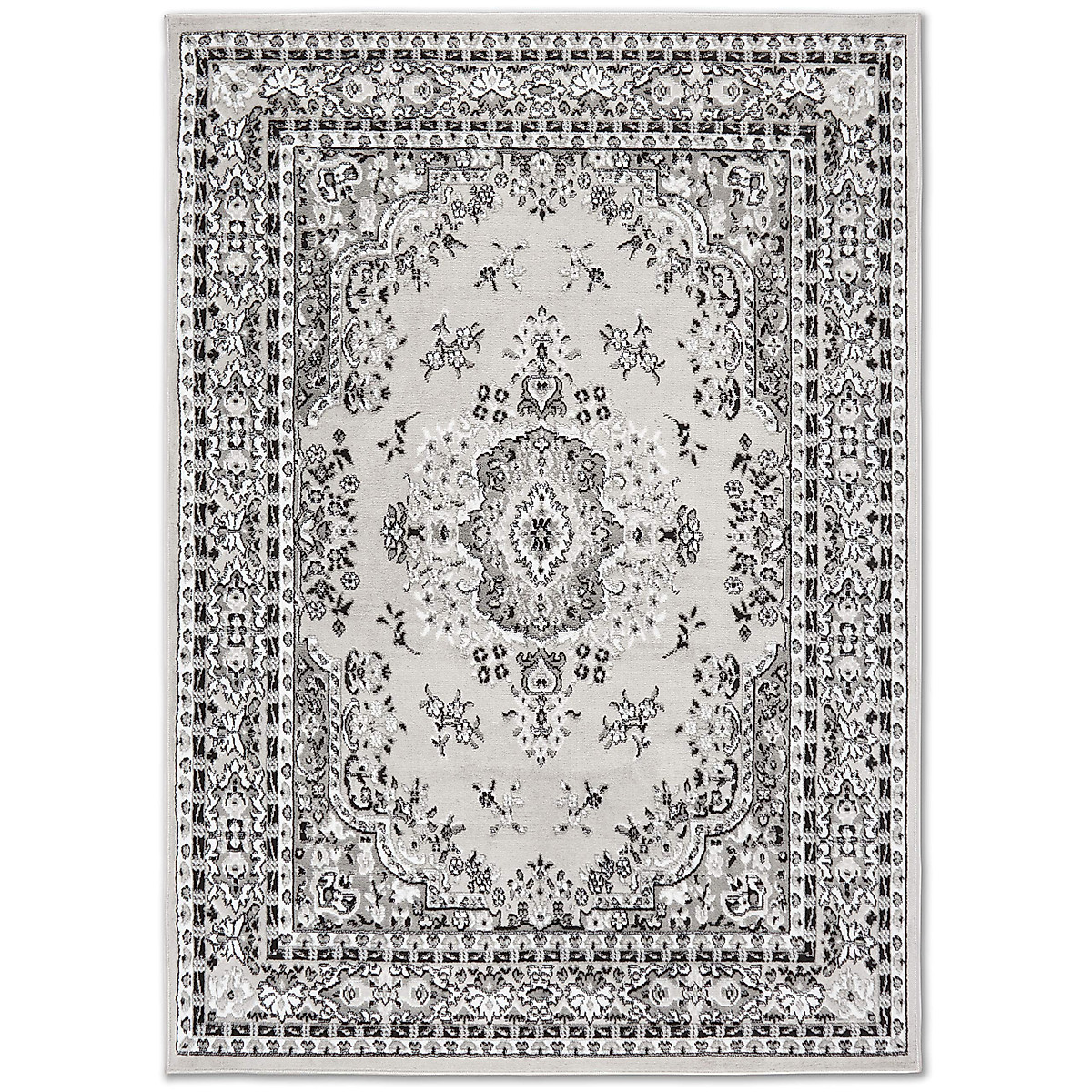Home Dynamix Premium Sakarya Traditional Medallion Border Area Rug, Gray, 7'8"x10'7" Rectangle