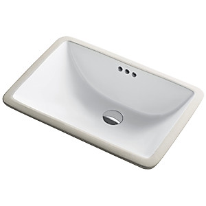 KRAUS Elavo 21-inch Rectangular Undermount White Porcelain Ceramic Bathroom Sink with Overflow, KCU-241