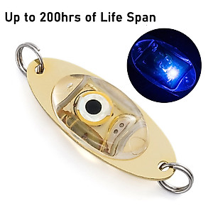 Dr.Fish LED Fishing Lures Kit Deep Drop Fishing Lights LED Fishing Spoons Underwater Flasher Diamond Lights Trolling Lures Halibut Rig Blue