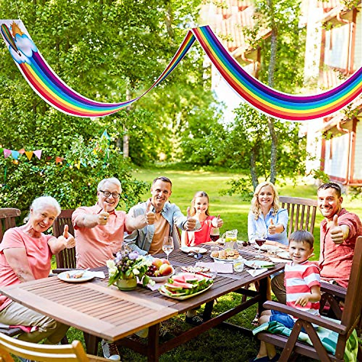 Blulu Rainbow Ceiling Decorations Banner Hanging Rainbow Cloud Ceiling Decoration Rainbow Garland Bunting Banner for Birthday Baby Shower Decoration Classroom Ceiling Decor (1 Pc)