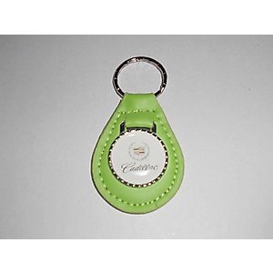 ELDORADO SEVILLE DEVILLE FLEETWOOD CALAIS ALLANTE LOGO LEATHER KEYCHAIN - BRIGHT GREEN
