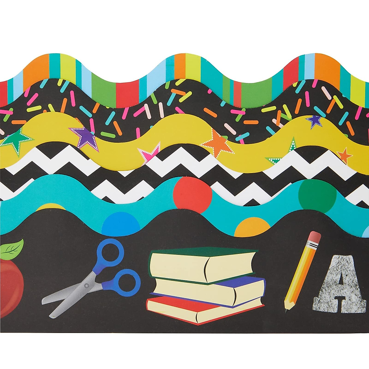 6 Rolls of Scalloped Bulletin Board Borders for Classrooms