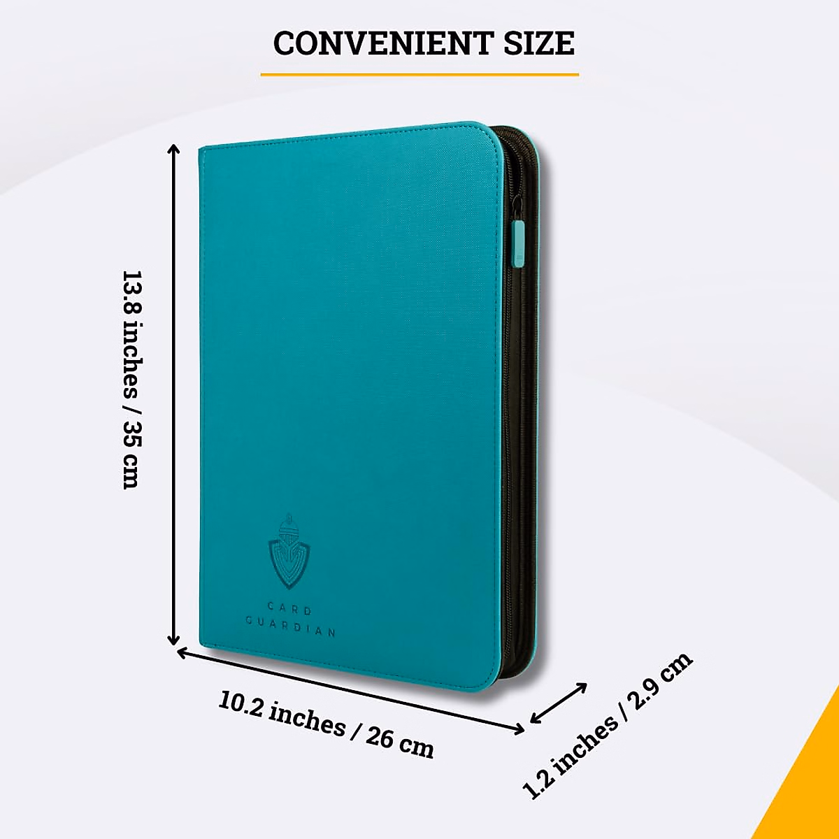 Card Guardian - 9 Pocket Premium Binder with Zipper for 360 Cards Trading Card Games TCG (Teal) - Side Loaded Pockets - Compatible Yugioh Cards MTG Binder Sports Card Binder