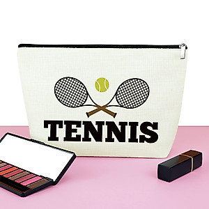 Mxrymvu Tennis Makeup Bag Inspirational Gift for Tennis Lovers Birthday Gift for Women Partners Player Funny Sports Themed Cosmetic Bag for Coach Team Friends