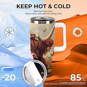 Highland Cow (2) Tumbler with Handle Travel Mug Water Bottle Tea Coffee Cup White-style