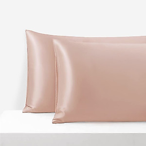 Linenwalas Eucalyptus Tencel Pillow Cases Set of 2, Standard Size Lyocell Silk Cooling Silk Pillowcases for Hair & Skin, Soft Breathable Pillow Case with Envelope Closure (Rose Gold,20x30 inches)