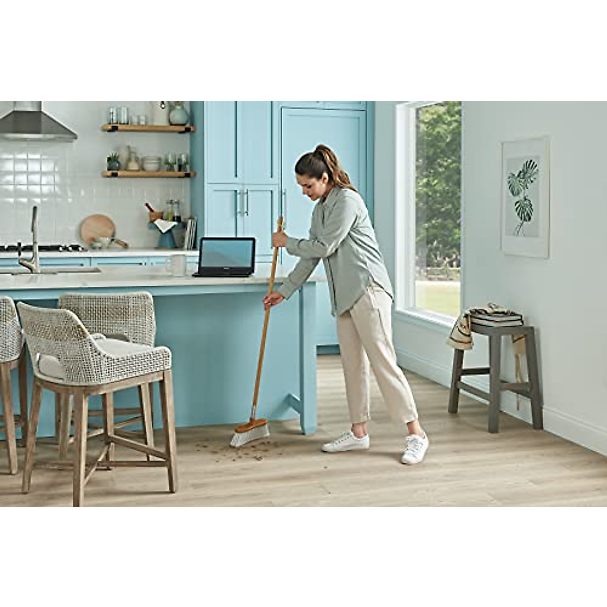 Harper Live.Love.Clean. Smooth Surface Bamboo Household Broom for Indoor Sweeping of Pet Hair, Dirt, Dust on Hardwood Floors, Tile, and Laminate