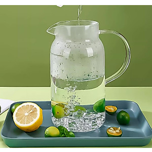 Glass Pitcher，85oz/2500ml Jug with Lid,Glass Carafe for Hot/Cold Water, Iced Tea Pitcher, Pitcher for Coffee