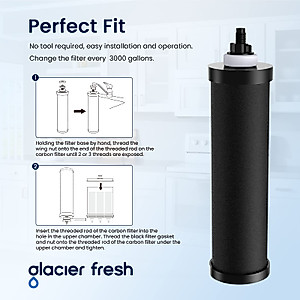 GLACIER FRESH for BB9-2 Black Purification Water Filter, Replacement for Berkey® BB9-2 Black Filters and Berkey® Gravity Water Filter System, 3 Pack