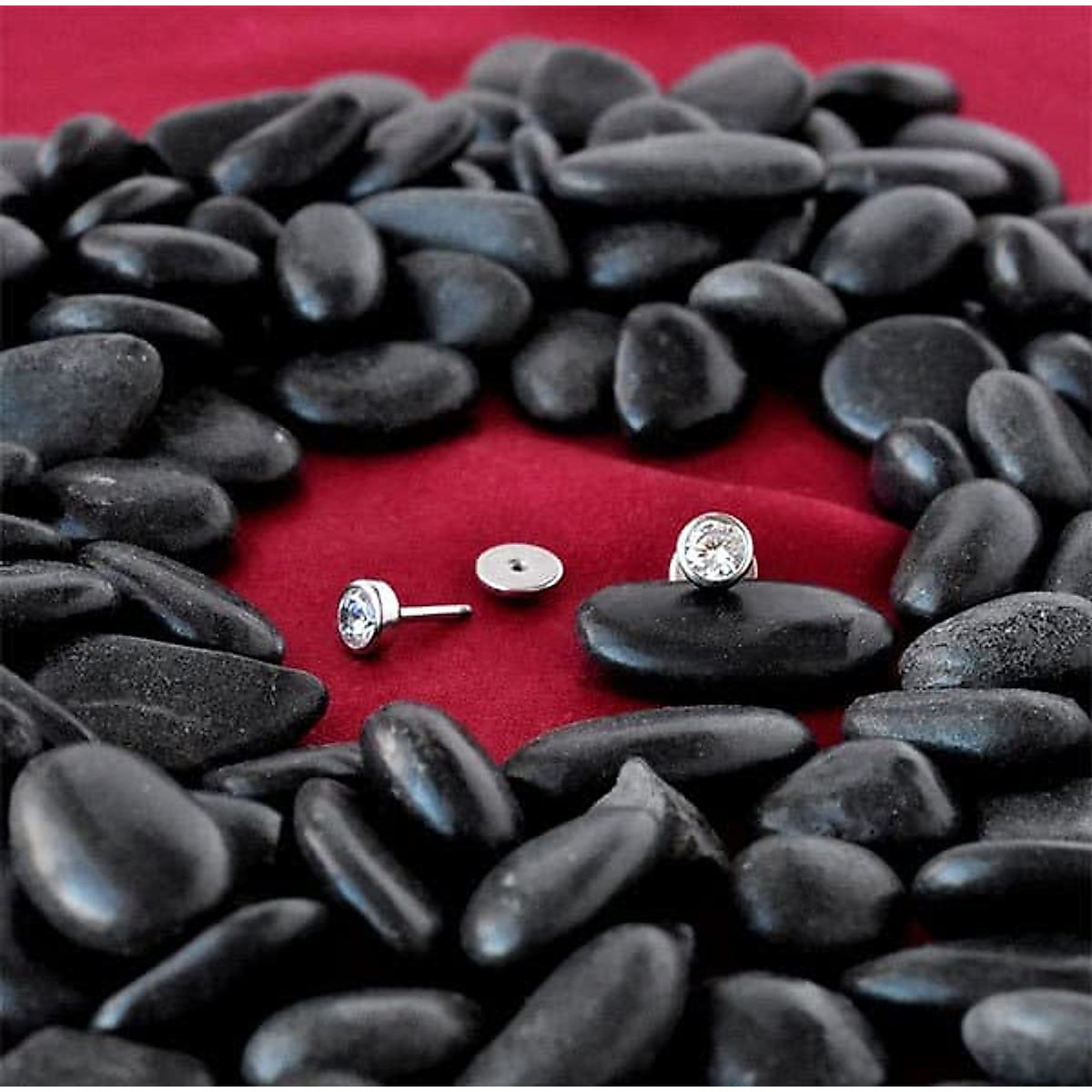 ComfyEarrings CZ Crystal Bezel Stud Earrings, Stainless Steel