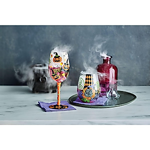 Enesco Lolita Halloween Spook-Tacular Hand-Painted Artisan Wine Glass, 15 Ounce, Multicolor