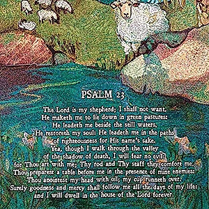 Dicksons Lord is My Shepherd Blue 68 x 52 Inch Tapestry Cotton Throw