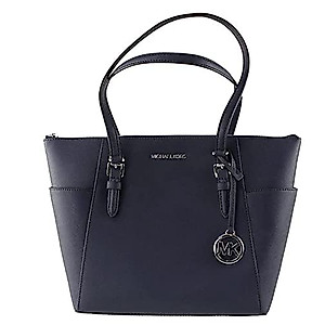 Michael Kors Charlotte Large Top Zip Tote (Navy/Silver Hardware)