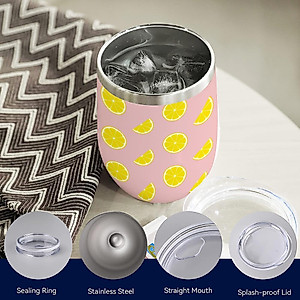 silichee 20 Oz Stainless Steel Wine Tumbler with Lid Pink Lemonade Pattern Tile Insulated Tumblers Vacuum Coffee Mugs for Hot and Cold Drinks,Coffee,Wine