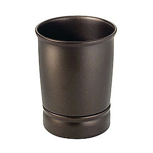 iDesign York Metal Tumbler, Makeup Brush Toothbrush Holder for Bathroom, Countertop, Desk, Dorm, College, and Vanity, 3.25" x 3.25" x 4.25", Bronze