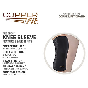 Copper Fit Unisex-Adult's Freedom Knee Compression Sleeve, black, X-Large