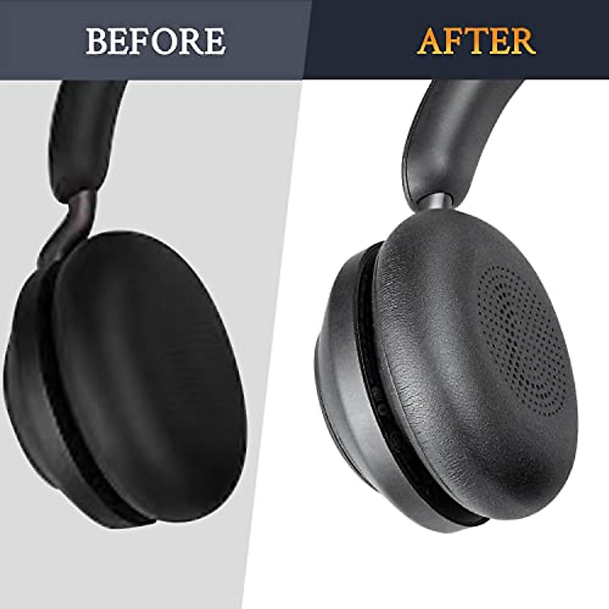 SOULWIT Earpads Replacement for Jabra Evolve2 65 (65MS 65UC USB)/Evolve2 40 (40UC 40MS USB)/Elite 45h On-Ear Wireless Headset, Ear Pads Cushions with Softer Protein Leather