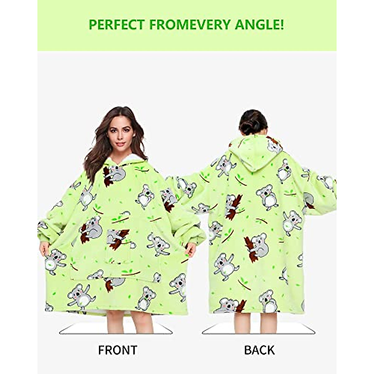 Blanket Hoodie Women Oversized,Soft & Warm Weighted Fluffy Sherpa Fleece Wearable Adult Blanket Hooded Gift with Sleeves