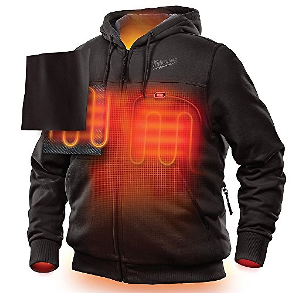 Milwaukee Hoodie M12 12V Lithium-Ion Heated Jacket KIT Front and Back Heat Zones - Battery and Charger Included - (Large, Black)