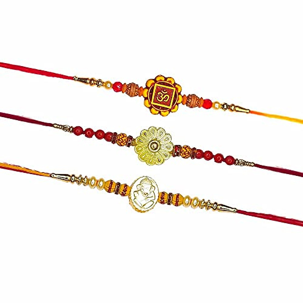 SHREESHANAIK Premium Rakhi Set Rakhi for Brother and Bhabhi, Rakhi Bracelet Rakhi for Raksha Bandhan Festival | Bracelets Rakhi | Best Gift for Brothers | Indian Rakhi. Pack of 3