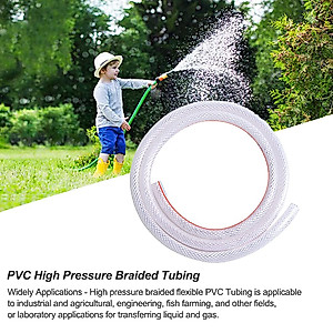 Ququyi PVC 3/4" ID x 1" OD Braided Clear Flexible PVC Tubing Soft for Four Seasons Vinky Tube, Reinforced Vinyl Hose for Water Discharge& Oil Transfer, 6.56ft