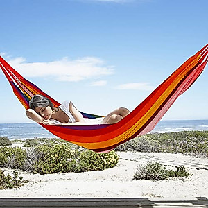 Gold Armour Hammock, Brazilian Style Hammock with Tree Straps for Hanging Durable Hammock, Portable Single Double Hammock for Camping Outdoor Indoor Patio Backyard (Rainbow)