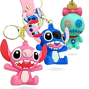 3PCS Murine And Angel Keychain Cartoon Key Chains for Kids Girls Boys Couple Keychain for Keys Backpack Bag Phone Keychain Gift for Birthday Christmas New Year