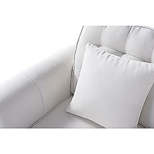 Lepfun Chesterfield, 86.6” Flare Sofa, Tufted 3 Seater Furniture, Velvet Couch with Scroll Arms and Nailhead for Living Room, Bedroom, Office, Apartment (Beige)