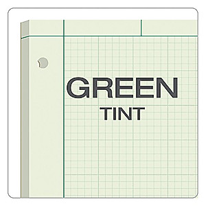 TOPS Engineering Computation Pad, 8-1/2" x 11", Glue Top, 5 x 5 Graph Rule on Back, Green Tint Paper, 3-Hole Punched, 200 Sheets (35502)