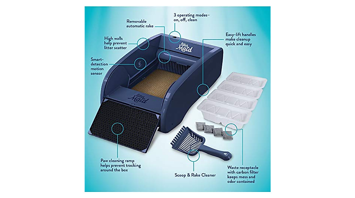 LitterMaid Single Cat Self-Cleaning Litter Box - Blue