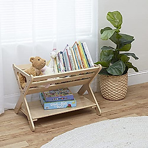 ECR4Kids Book Caddy with Shelf, Bookshelf with Storage, Natural