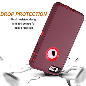 Case for iPhone 6 Plus/6S Plus with Built-in Screen Full Body Protector Phone Case, Shockproof TPU Hard PC Bumper Drop-Proof Shell for iPhone 6 Plus/6S Plus 5.5" (PurplePink)