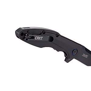 CRKT Caligo Folding Pocket Knife: Plain Edge Folder with Liner Lock, Everyday Carry Folded Knife with Flipper Opening, and Black Oxide Blade Finish 6215