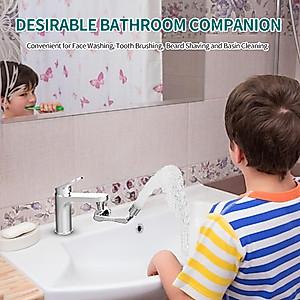 EXSSRACH 1080° Rotating Faucet Extender with Filter Cotton, Multifunctional Swivel Extension Robotic Arm Sink Aerator for Kitchen/Bathroom, 2 Water Outlet Modes, Silver