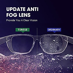 TOREGE Stylish Safety Glasses For Men, Safety Goggles Eye Protection Scratch Resistant With Anti-Fog And Anti-Blue Light Lens For Nurses Women(C4-Transparent Purple&Blue)