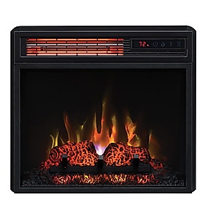 ClassicFlame 18" Infrared Quartz Electric Fireplace Insert with Safer Plug, Black