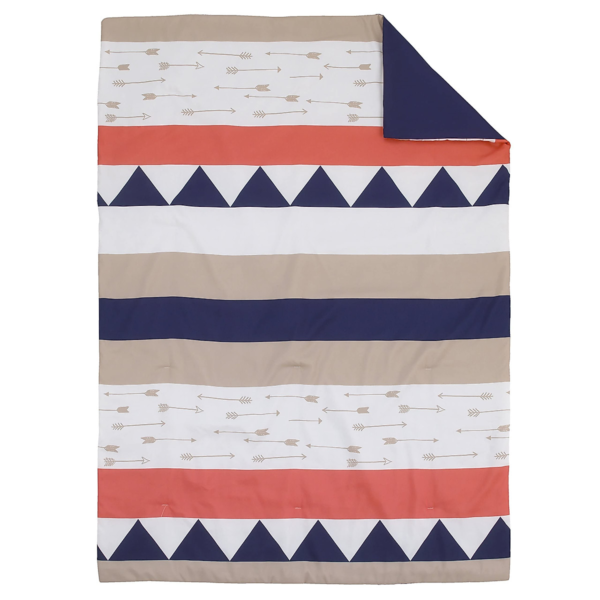 CARTERS Aztec 4 Piece Toddler Bedding Set, Navy, Cream, Orange, Beige
