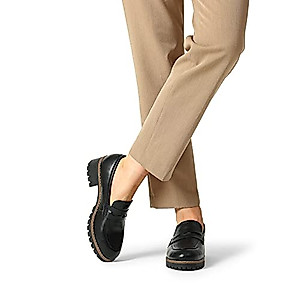 DREAM PAIRS Womens Loafers, Slip On Platform Chunky Penny Heeled Loafers for Women Dressy and Work, Womens Business Casual Shoes, Black-pu, Size 8.5, Sdls2319w