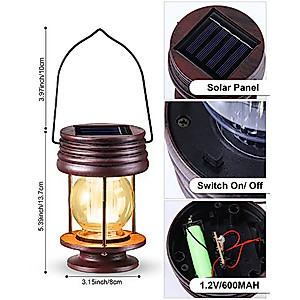 Leelosp 4 Pack Hanging Solar Lanterns Waterproof Lights Powered Led Decorative Landscape Light Table Lamp with Design for Patio, Garden, Yard, and Pathway Decor, Warm