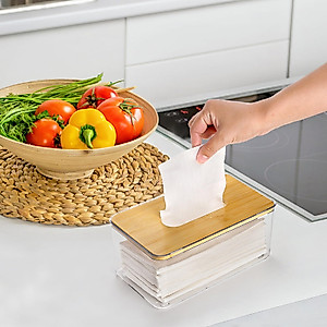 Jucoan 2 Pack Clear Acrylic Tissue Box Cover, Rectangle Paper Facial Tissue Box Holder, Dryer Sheet Dispenser for Laundry Room, Bathroom, Kitchen, Home