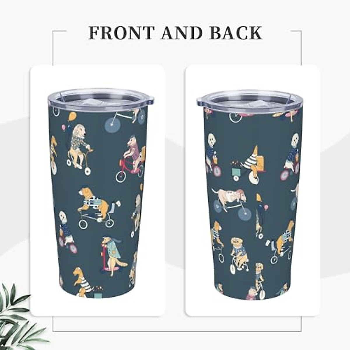 Yaxongx 20oz Tumbler Dog Transportation Double Wall Vacuum Insulated Coffee Mug with Lid and Metal Straw Brush Reusable Stainless Steel Water Bottle Travel Cup Gifts for Car Ice Drinks Hot Beverage