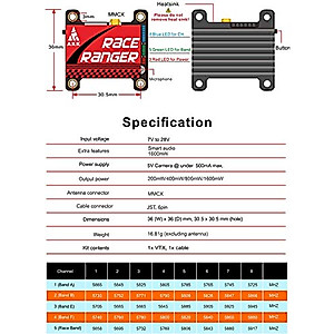 AKK A1819(US Version) 5.8G Long Range VTX FPV Transmitter 200mW/400mW/800mW/1000mW Switchable VTX Support Smart Audio