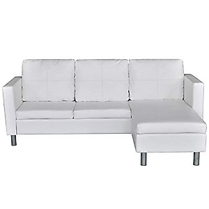 ULUYYUC Sectional Sofa,L-Shaped Leather Parlor Sofa Modern Sofa Guest Sofa with Chaise Suitable for Living Room Apartment Home Office 3-Seater Artificial Leather White